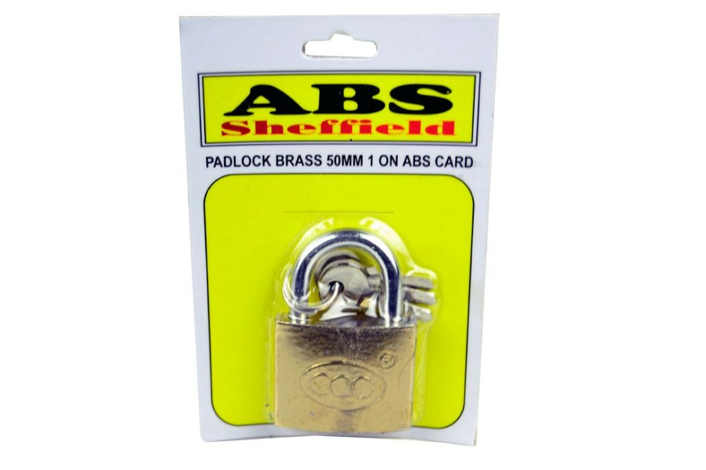 PADLOCK BRASS 63MM 1 ON ABS CARD - A.Bassa & Sons